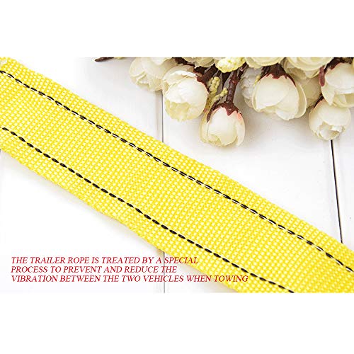 Heavy Duty Tow Strap with Safety Hooks, Double-Layer Trailer Rope 2β x 13β | 11000 LB Capacity Trailer Belt, for Vehicle Recovery, Hauling, Stump Removal & Much More,Tow Rope Yellow Shackle