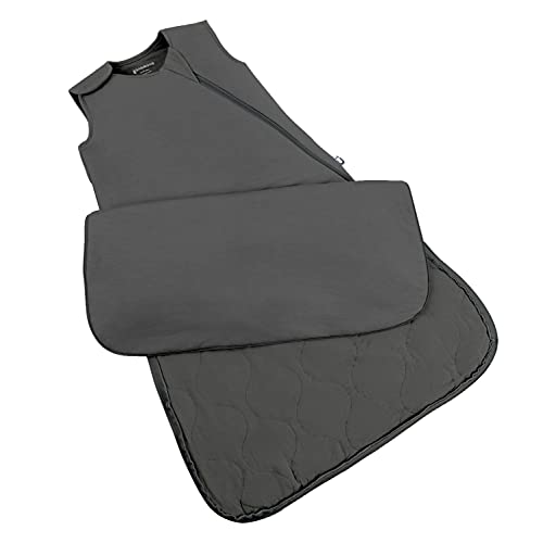 GUNAMUNA Unisex Baby Wearable Blanket, Sleep Sack Sleeping Bag for Infants Toddlers, Easy Changing Diaper Zipper, 1.0 TOG, Charcoal, 3-9 Months