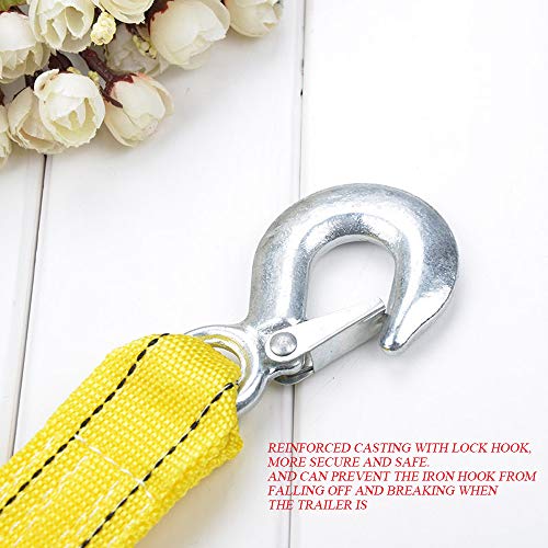 Heavy Duty Tow Strap with Safety Hooks, Double-Layer Trailer Rope 2β x 13β | 11000 LB Capacity Trailer Belt, for Vehicle Recovery, Hauling, Stump Removal & Much More,Tow Rope Yellow Shackle