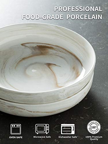 YHOSSEUN Ceramic Salad Bowl,10-inch Porcelain Serving Bowls for Pasta Fruit Snacks, 1.9 Quarts Large Stackable Dinner Serving Bowl Set of 2, Brown