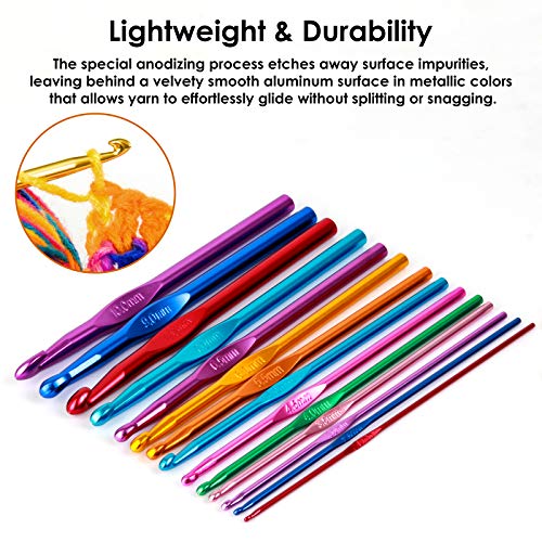 Crochet Hooks Set, Aluminum Handle Knitting Needles for Arthritic Hands, Crochet Needles for Yarn Craft, Nice Gift for Women