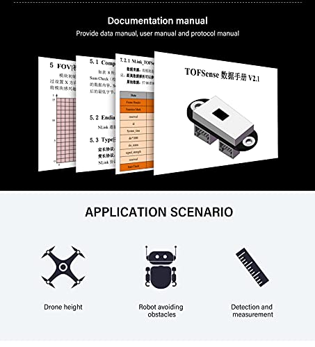 youyeetoo Nooploop TOF Lidar Sensor, Range 8M(26FT) FOV 27° Resolution 1mm 10Hz Support Cascade Multiple Communication interfaces,Raspberry Pi, Arduino Lidar Sensor (TOFSense)