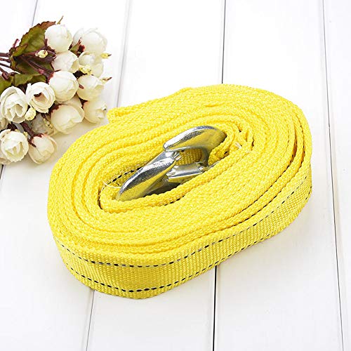 Heavy Duty Tow Strap with Safety Hooks, Double-Layer Trailer Rope 2β x 13β | 11000 LB Capacity Trailer Belt, for Vehicle Recovery, Hauling, Stump Removal & Much More,Tow Rope Yellow Shackle