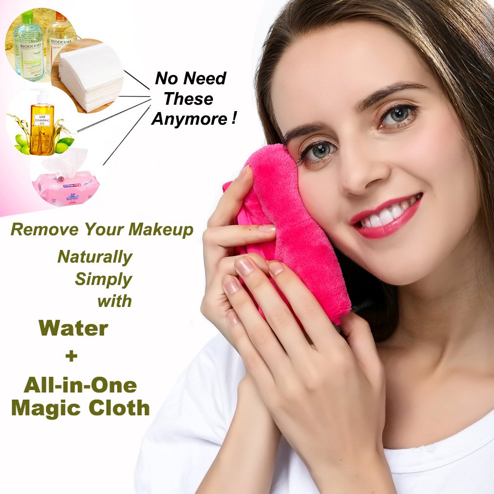 Makeup Remover Cloth Cleansing Towel - Chemical Free - Move Makeup Instantly with Just Water (3 Burgundy)