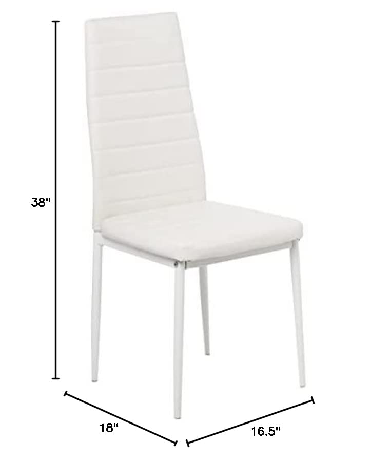 IDS Online Modern Faux Leather with Metal Legs High Back Padded Seat Chair for Kitchen, Dining Living Room, Restaurant, Single, White