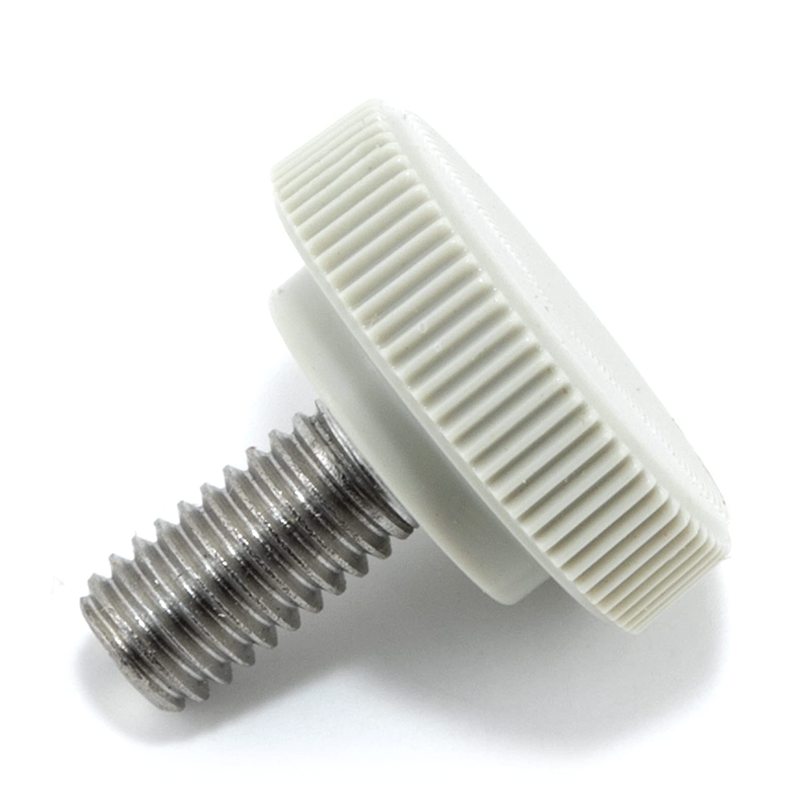 #10-32 x 3/8" Thumb Screw Stainless Steel - Gray Knurled Round Plastic Knob - Fine Thread Thumbscrew - Length: 0.375" - Proudly Built in USA - Package of (25)