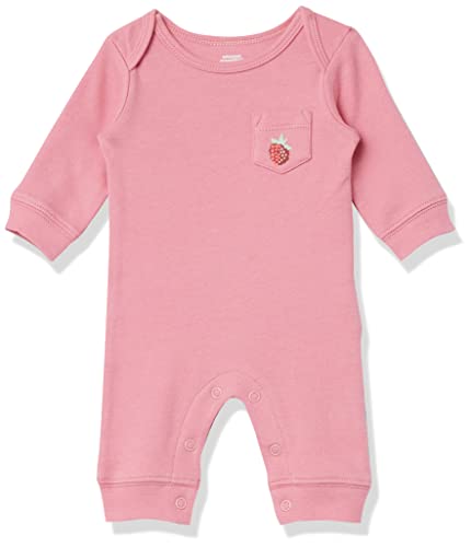 Amazon Essentials Baby Girls' Long-Sleeve Coveralls, Pack of 3, Pink, Berry, 12 Months