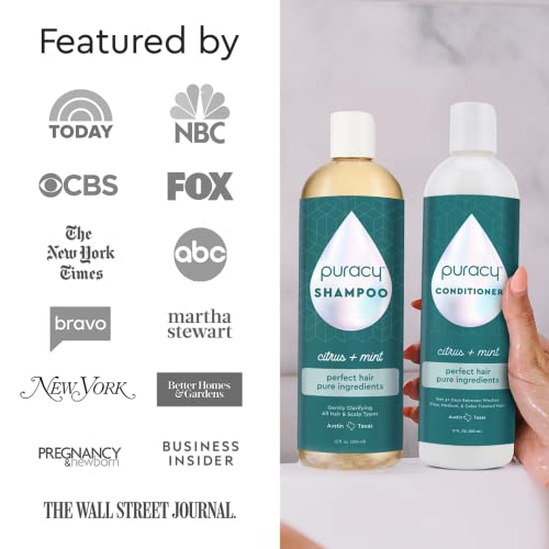 Puracy Shampoo and Conditioner Set, Sulfate-Free, Hair Stays Clean and Silky Longer with LexFeel N5, Color-Safe, 16 Ounce (2-Pack) (12 Fl Oz (Pack of 2))