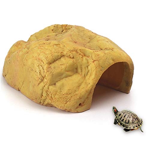 La La Pet® Reptile Hide Box Reptile Hideouts Large Resin Rock Gecko Hides and Caves Lizard Habitat Decor Small Animal Hideaway for Spiders Snake Frog Turtle Amphibians