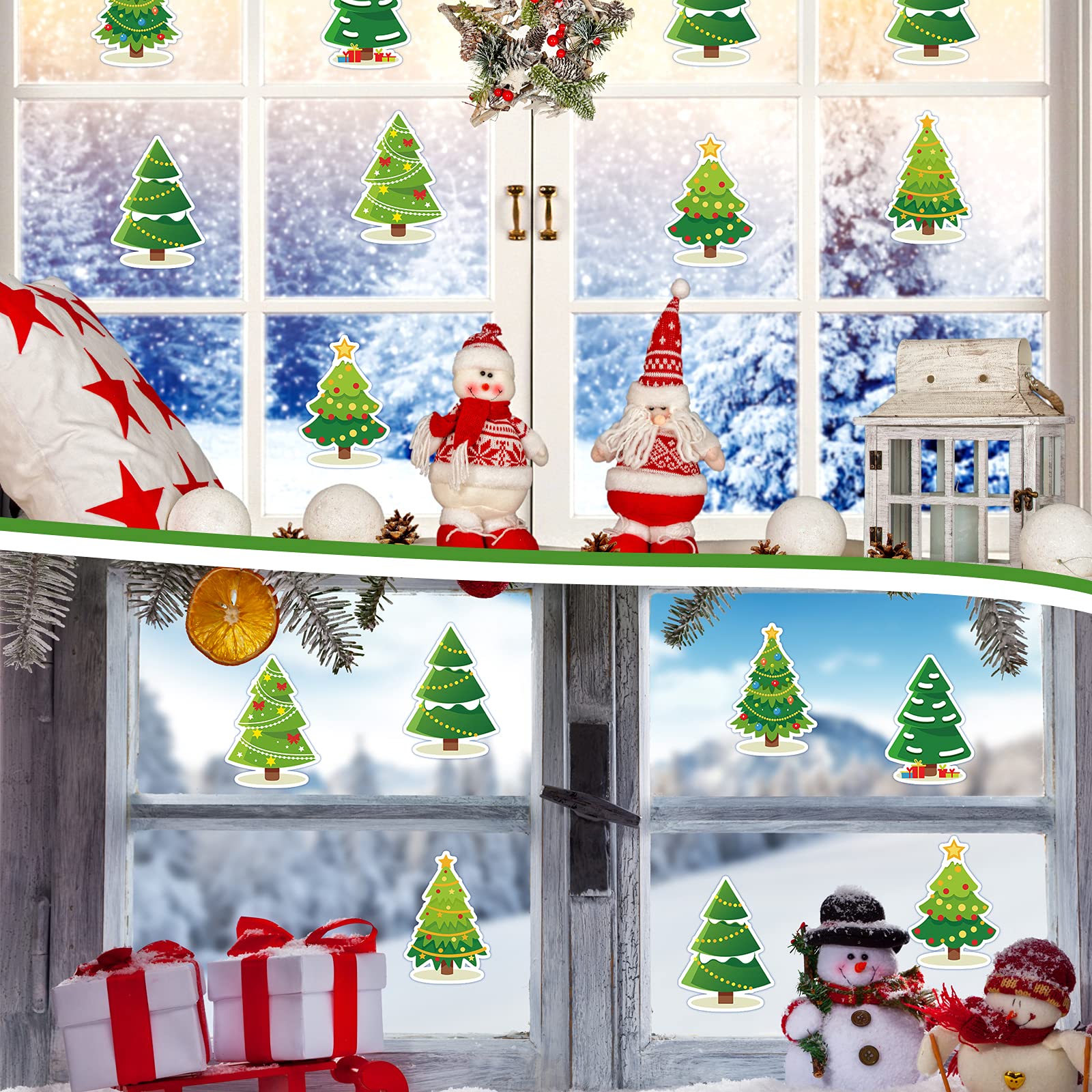 Epakh 45 Pieces Christmas Tree Cutouts, Paper Classroom Bulletin Board Cardstock Decorations with Glue Points, Holiday Xmas Tree Shaped Accent Wall Door Decor DIY Crafts for Classroom, Home, Office