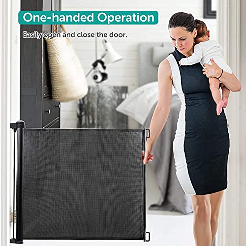 LIKOVSCI Magic Pet Gate Dog Gates for The House,Baby Cat Mesh Gates for Doorways,Kitchen,Living Room,Bedroom,Stairs,Easy Install Anywhere,8 Hooks