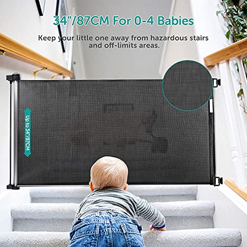 LIKOVSCI Magic Pet Gate Dog Gates for The House,Baby Cat Mesh Gates for Doorways,Kitchen,Living Room,Bedroom,Stairs,Easy Install Anywhere,8 Hooks