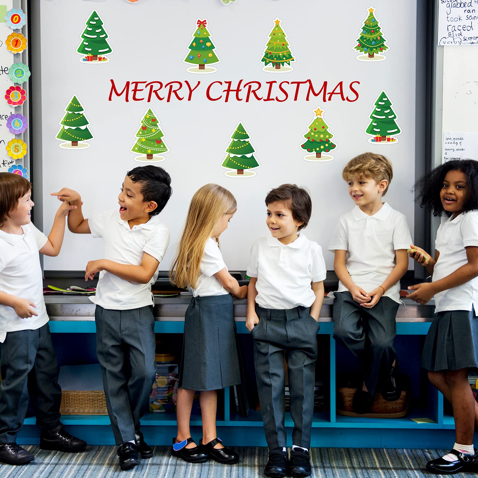Epakh 45 Pieces Christmas Tree Cutouts, Paper Classroom Bulletin Board Cardstock Decorations with Glue Points, Holiday Xmas Tree Shaped Accent Wall Door Decor DIY Crafts for Classroom, Home, Office