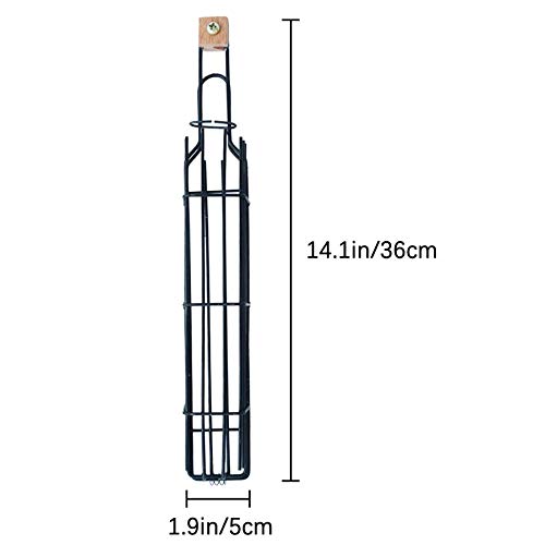 alfyng 2pc Bird Parrot Fruit Basket and Wooden Bird Perch Stand, Bird Food Holder, Parrot Hanging Metal Birdcage Vegetable Fruit Treat Feeder, Foraging Feeding Tool for Medium Large Parrot