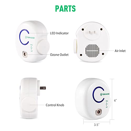 TERRADISE Mini Ozone Generator Air Purifier 2 Pack, Portable Plug-in Ozone Machines