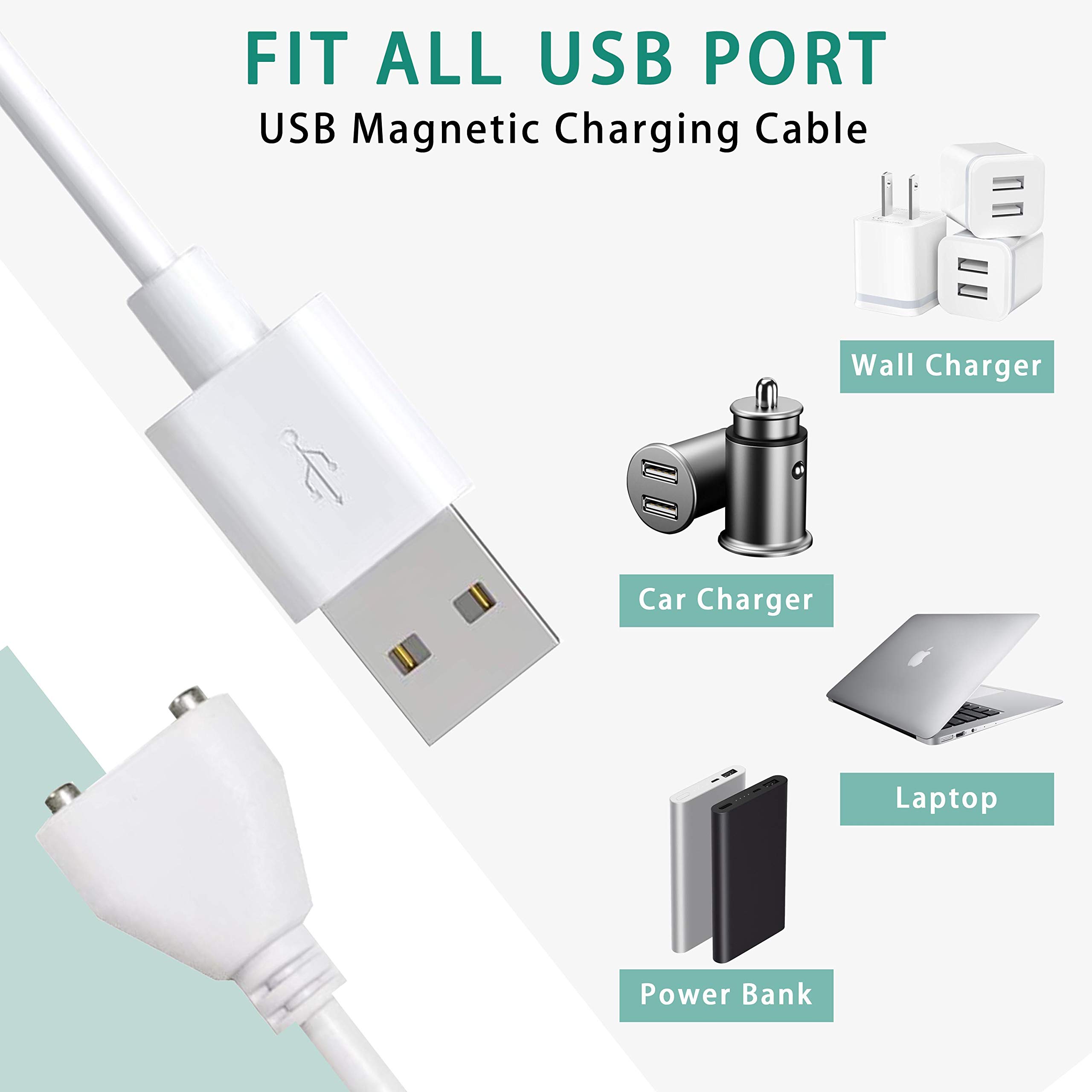 Bicmice Magnetic USB DC Charger Cable Replacement Charging Cord-2 Pack(6mm/0.24in)