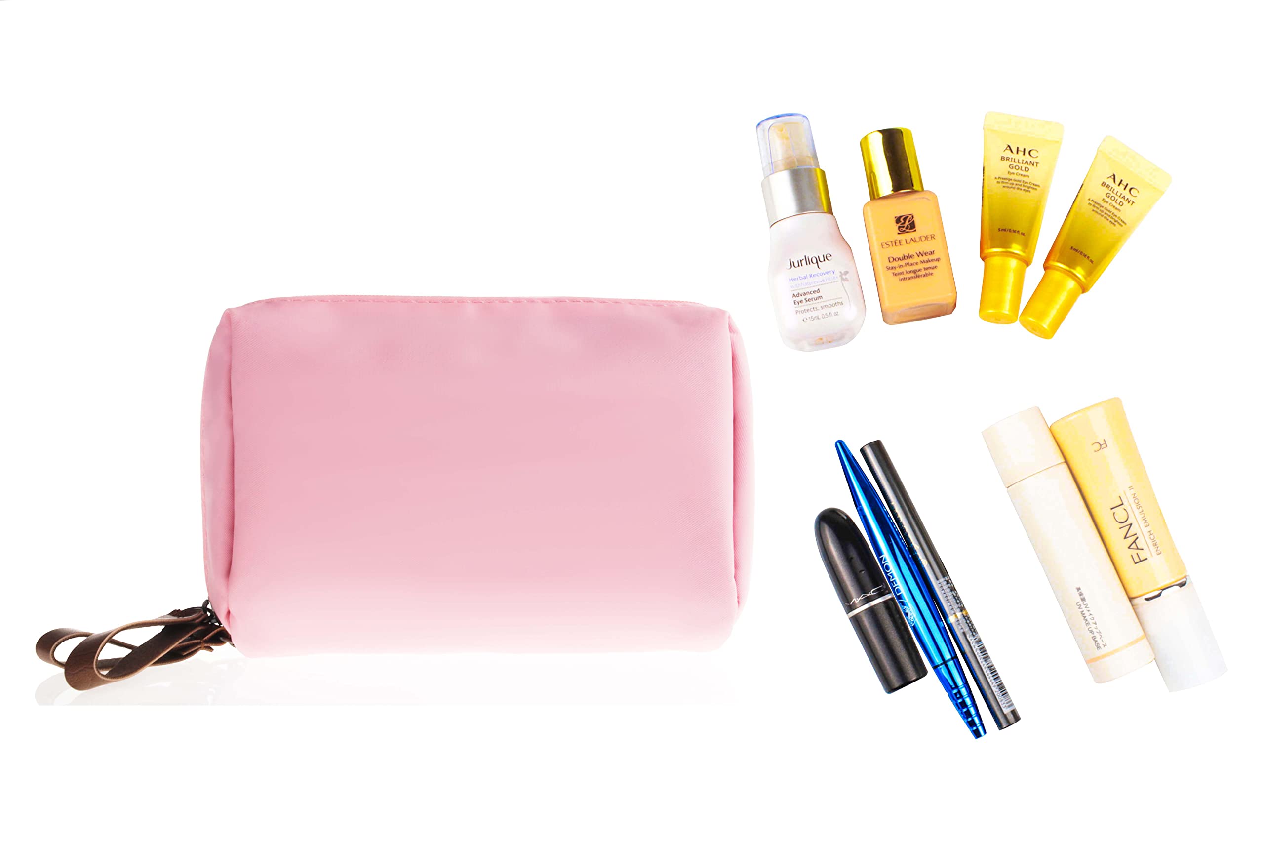 Kososuru Small Makeup Bag, Portable Waterproof Cosmetic Bag Travel Makeup Pouch for Women (Pink, Square)