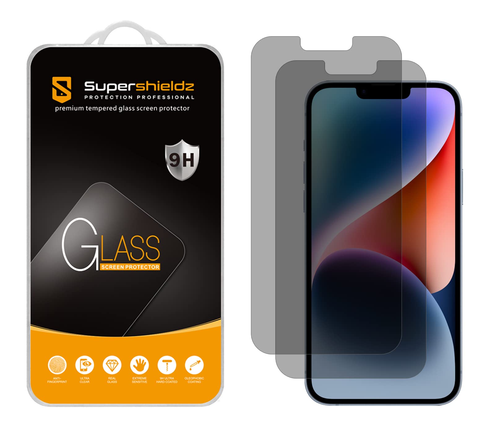 Supershieldz (2 Pack) (Privacy) Anti Spy Screen Protector Designed for iPhone 13 Pro Max/iPhone 14 Plus (6.7 inch) Tempered Glass, Anti Scratch, Bubble Free