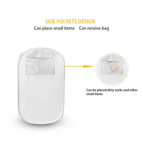 NDISTIN Popup Laundry Hamper Grey Wolf Print Foldable Pop-up Mesh Hamper Dirty Clothes Basket Great Laundry Bag Sturdy Rectangle Laundry Sorters Home Travel Use Easy to Open 14.5x24.5in
