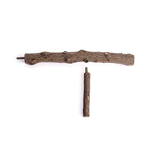 Mogoko Natural Wood Bird Perch Stand, Hanging Multi Branch Perch for Parrots, Parakeets Cockatiels, Conures, Macaws, Love Birds, Finches
