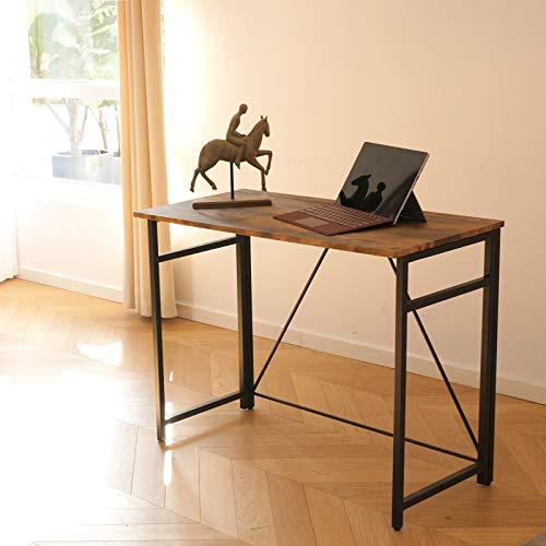 aboxoo Folding Computer Desk 36 inches Industrial Style Foldable Laptop Table Modern Simple No Assembly Study Home Office Notebook Minimalist Multi-Functional Workstation for Bedroom Kitchen