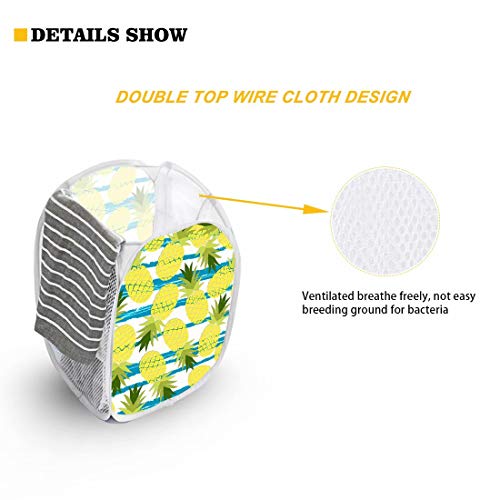 NDISTIN Popup Laundry Hamper Grey Wolf Print Foldable Pop-up Mesh Hamper Dirty Clothes Basket Great Laundry Bag Sturdy Rectangle Laundry Sorters Home Travel Use Easy to Open 14.5x24.5in
