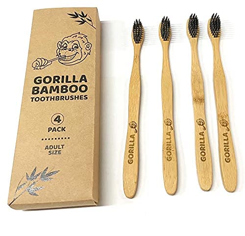 Gorilla Bamboo Toothbrush Adult 4 Pack