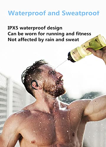Wireless Bluetooth Headphone, Painless Wearing Headset with Mic for Cell Phone, Non Ear Plug Non Bone Conduction Ear Hook Earbuds, Lightweight, Waterproof Earpiece for Business/Office/Sports (Black)