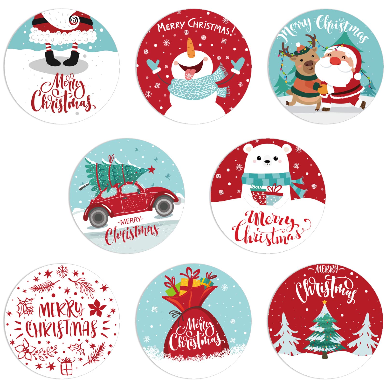 800 Pieces Merry Christmas Stickers,1.5 Inch Holiday Stickers Christmas Stickers for Cards envelopes Christmas Tags Adhesive Labels Happy Holidays Gift Seals Boxes Decorative Stickers (Fresh Style)