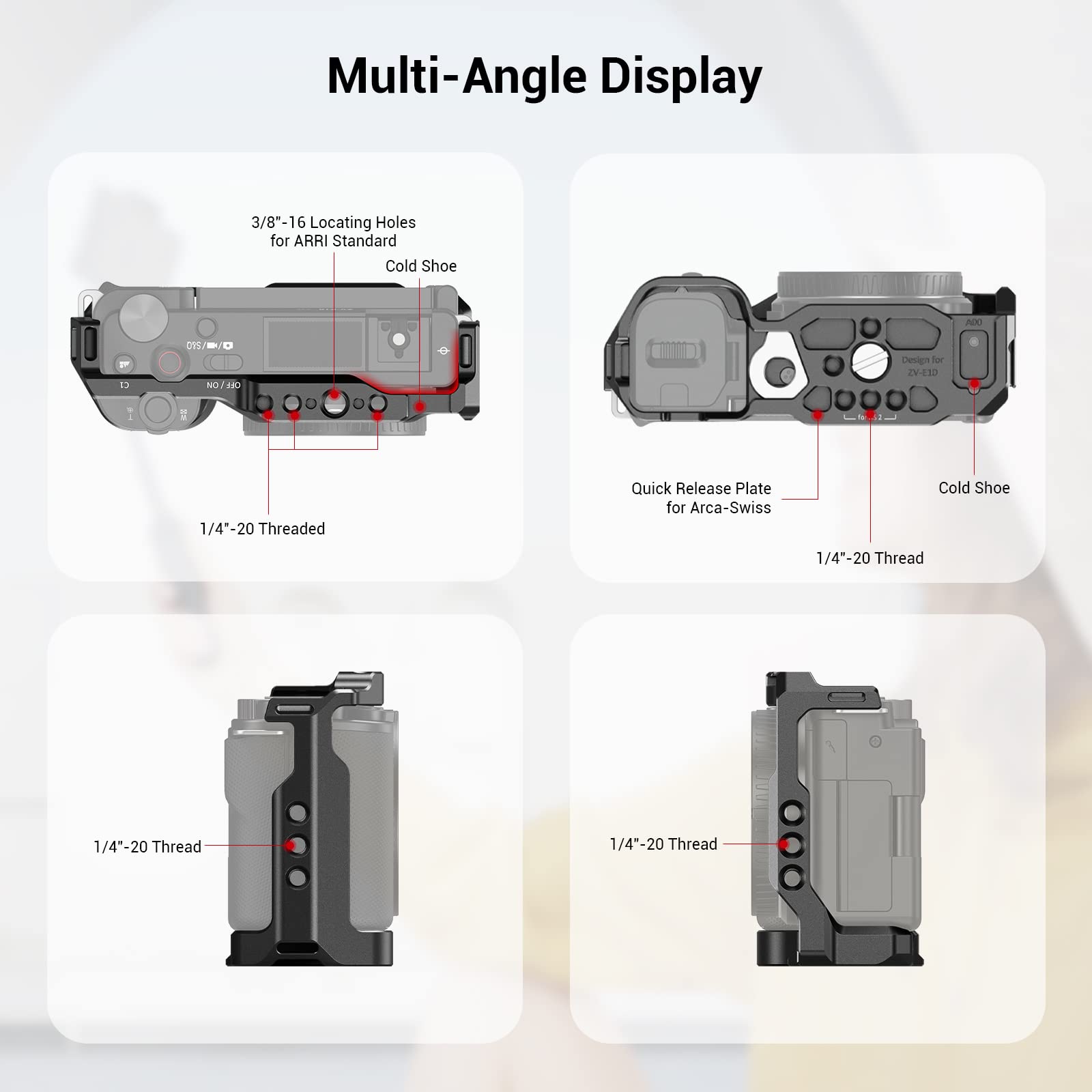 SmallRig Cage with Built-in Quick Release Plate for Arca-Swiss and Cold Shoe for Sony ZV-E10-3531