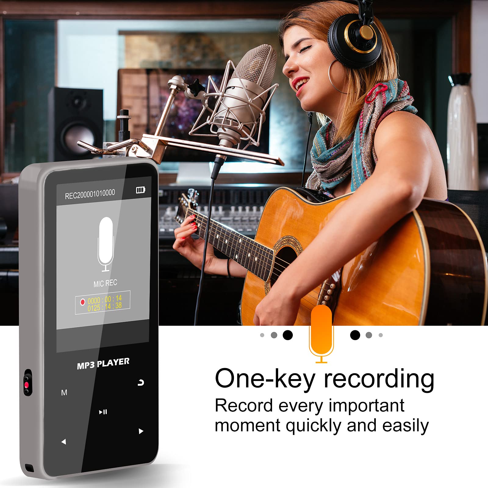 Portable Bluetooth MP3 Player with Clip - Wireless Mini Digital Hifi Lossless sound Music Players with 2.4 '' screen, Wearable Small Black Walkman Audio player with 32GB Memory for Sport and Running