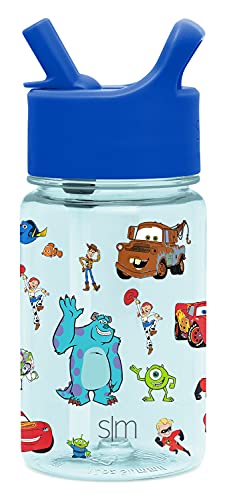 Simple Modern Disney Kids Water Bottle Plastic BPA-Free Tritan Cup with Leak Proof Straw Lid | Reusable and Durable for Toddlers, Boys, Girls | Summit Collection | 12oz, Pixar Pals