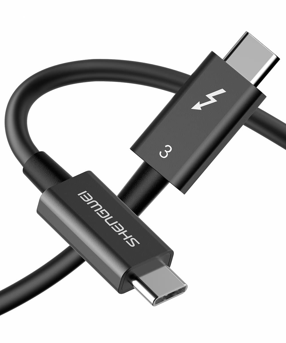 SHENGWEI Thunderbolt 3 Cable 2.3 ft, USB C Cable Supports 40Gbps Date Transfer 100W Charging(20V 5A) Single 5K@60Hz Monitor, Ideal for Type-C MacBook, Dell, Apollo, Pixel, Docking, Hub and More