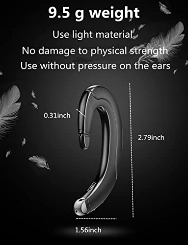 Wireless Bluetooth Headphone, Painless Wearing Headset with Mic for Cell Phone, Non Ear Plug Non Bone Conduction Ear Hook Earbuds, Lightweight, Waterproof Earpiece for Business/Office/Sports (Black)
