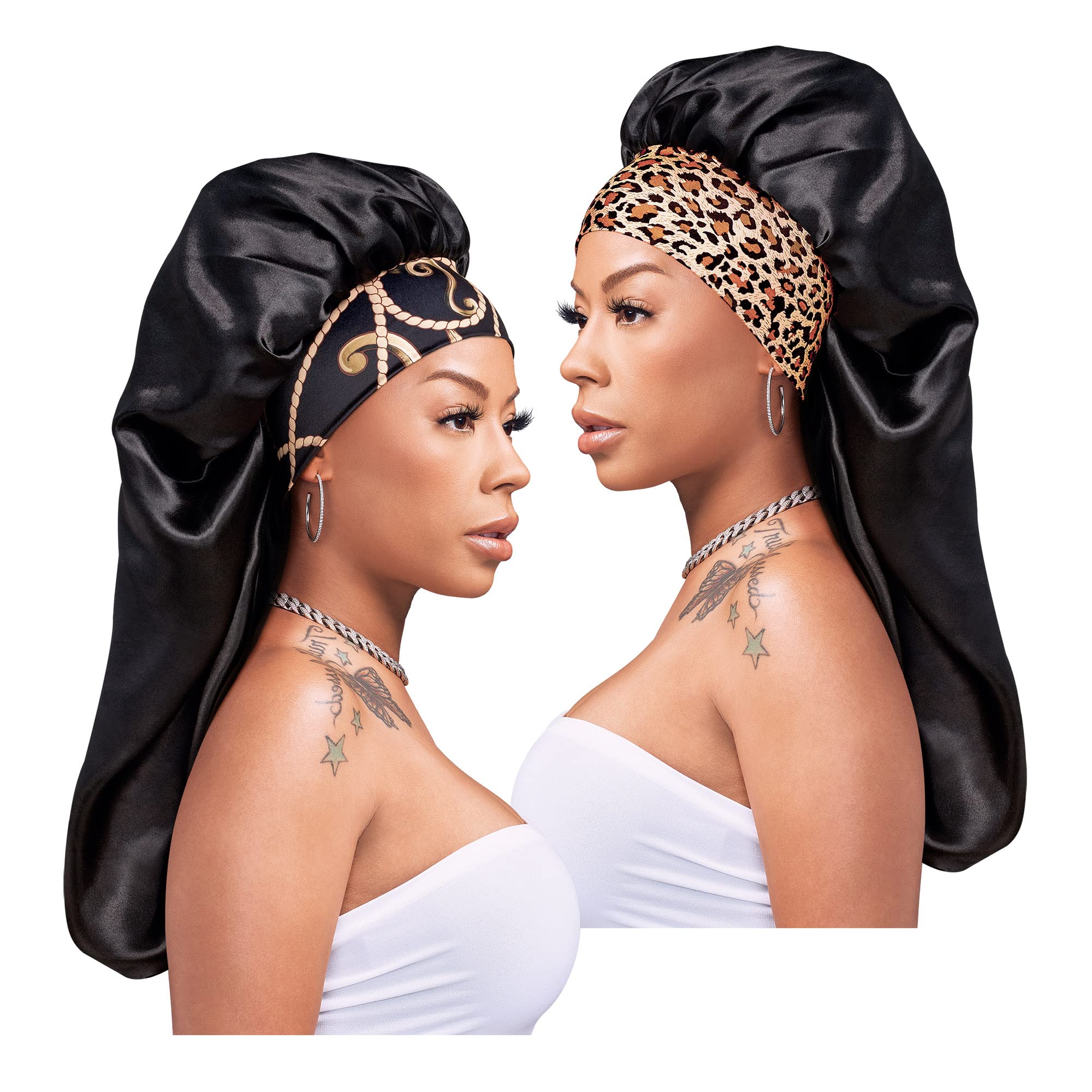 Red by Kiss X Keyshia Cole 1 Piece Silky Braid Bonnet Wide Edge Bonnet Sleep Cap, Frizz Free Bonnet (Black)
