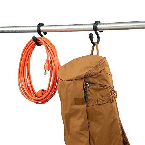 Nite Ize Gear Tie Bendable S-Hook, Flexible S-Hook Hanger for Garage, Closet, Kitchen and Plants, Black