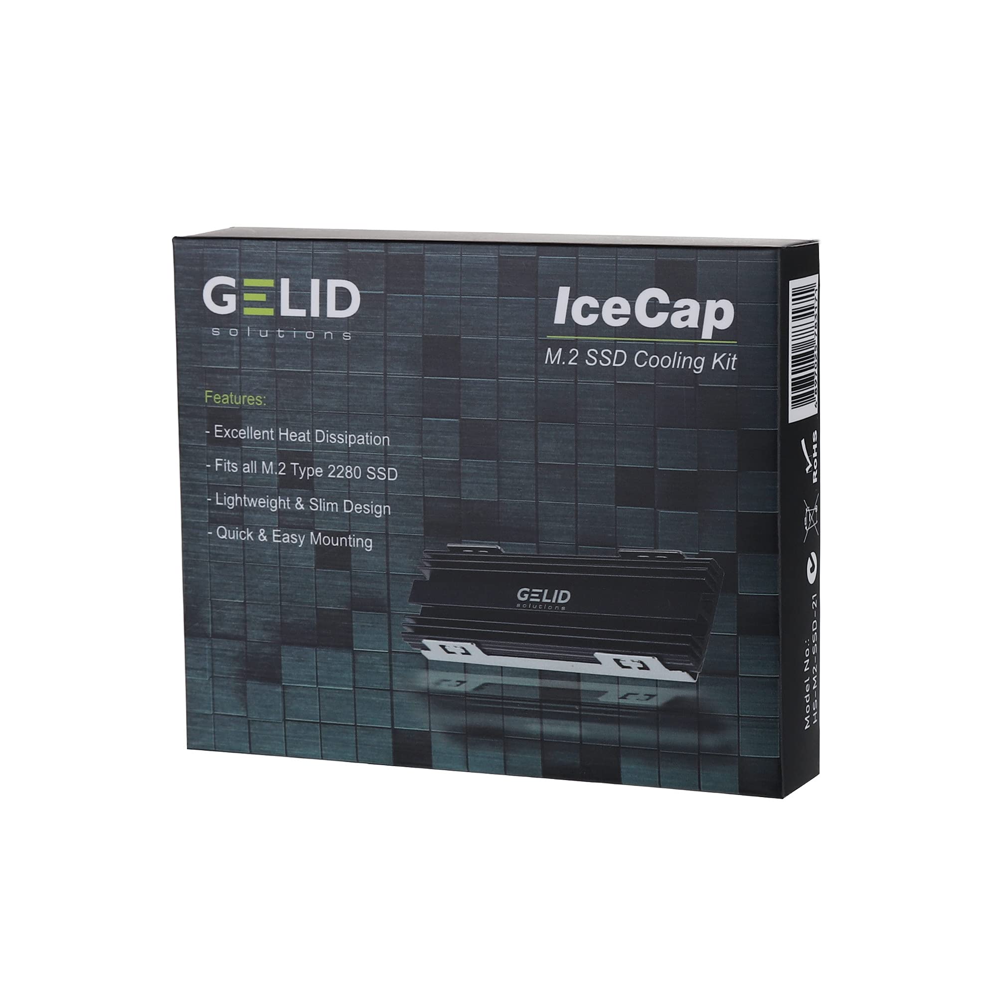Gelid Solutions Icecap M.2–SSD Cooler with Thermal Throttling–M.2 2280 SSD Compatible–Aluminum Heatsink-Thermal Pad Included-72x23x10-Silver