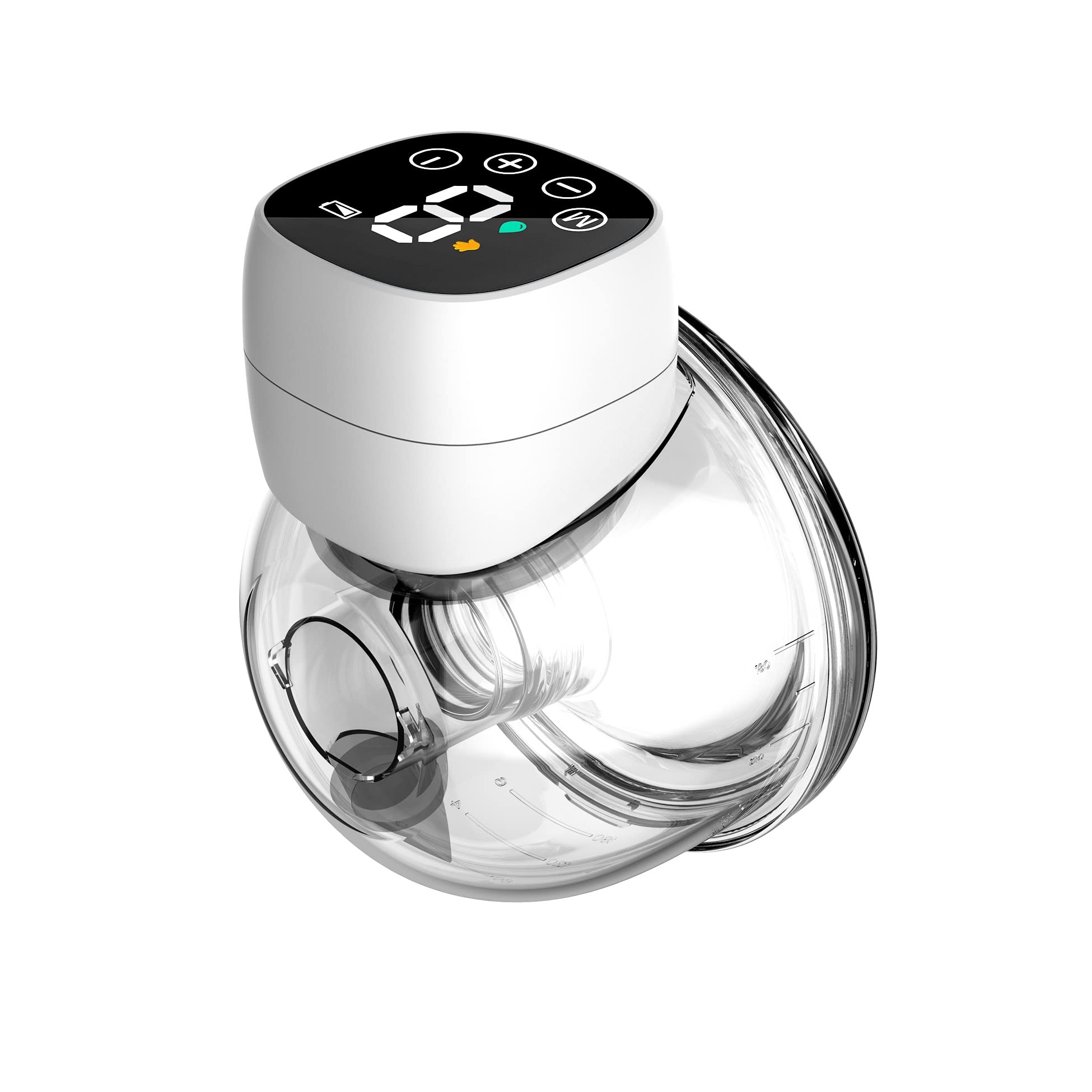 Akaho Wearable Breast Pump, Low-Noise and Painless Hands Free Electric Breast Pump with 3 Mode & 9 Levels, 24mm Default and Come with 17/19/21 mm Flanges (White-Single)
