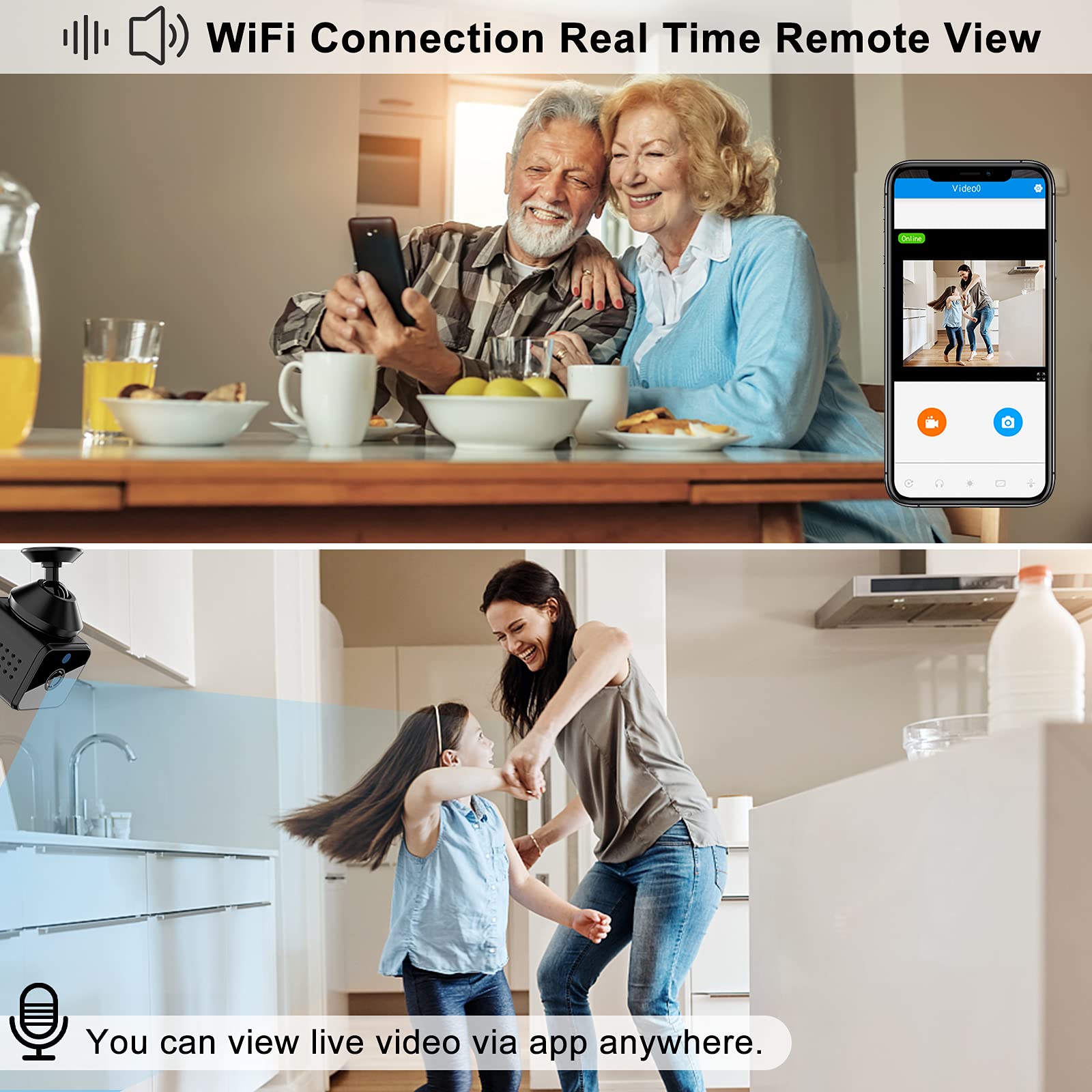 Femivo Mini Security Spy Camera Wireless WiFi Surveillance Camera for Home HD 1080P with Phone App Motion Detection IR Night Vision for Home Office Indoor with 32GB Micro SD Card
