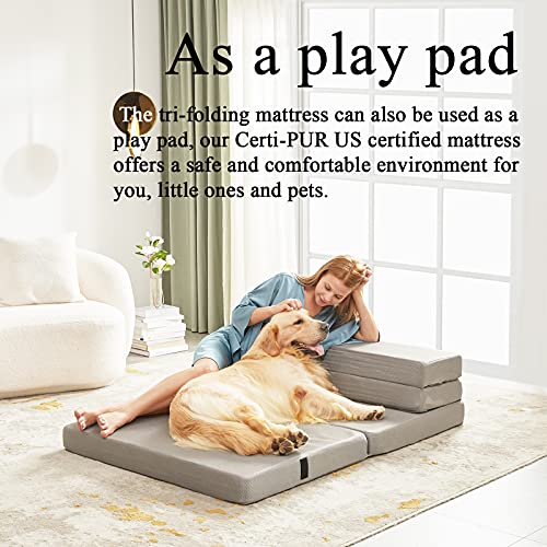 BDEUS Folding Mattress Folding Sofa 4" Breathable High-Density Foam Mattress Topper, Portable Guest Bed with Removable&Washable Cover, 75 x 39 inches