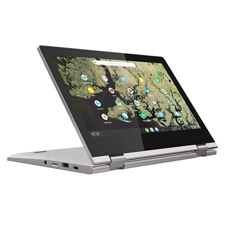 Lenovo ChromeBook C340 11.6" HD (1366 x 768) 2-in-1 360° flip-and-fold Design Touchscreen Laptop, Intel Celeron N4000, 4GB RAM, 32GB eMMC, Webcam, Bluetooth, Chrome OS, EAT 64GB SD Card, Platinum Gray