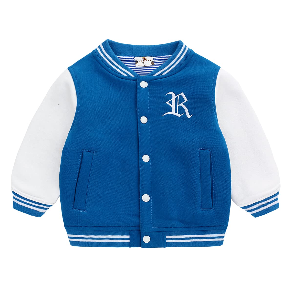famuka Baby Boy Girl Baseball Coat Toddler Casual Varsity Jackets (Blue, 12-18 Months)