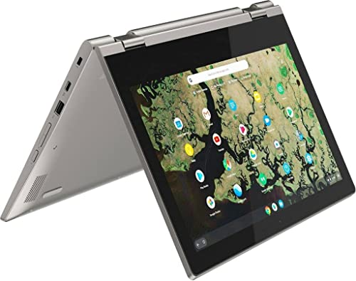 Lenovo ChromeBook C340 11.6" HD (1366 x 768) 2-in-1 360° flip-and-fold Design Touchscreen Laptop, Intel Celeron N4000, 4GB RAM, 32GB eMMC, Webcam, Bluetooth, Chrome OS, EAT 64GB SD Card, Platinum Gray