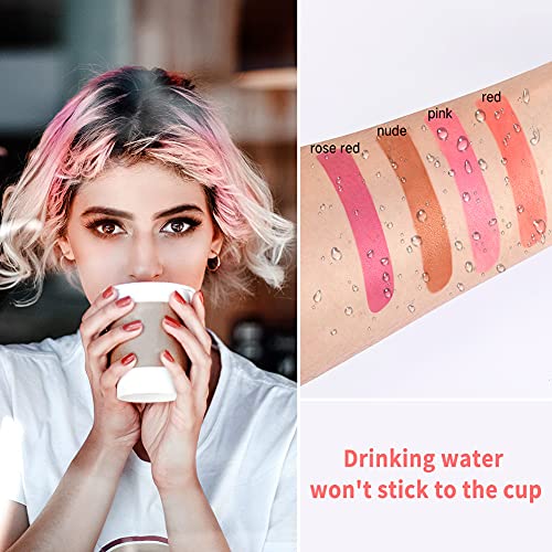 Carlos-CCC 20Pcs Tattoo Lipstick Cotton Swab Lip Tint, Tattoo Lipstick Cotton Swab Lip Gloss, Durable Waterproof Liquid Non-Stick Lipstick (Pink)
