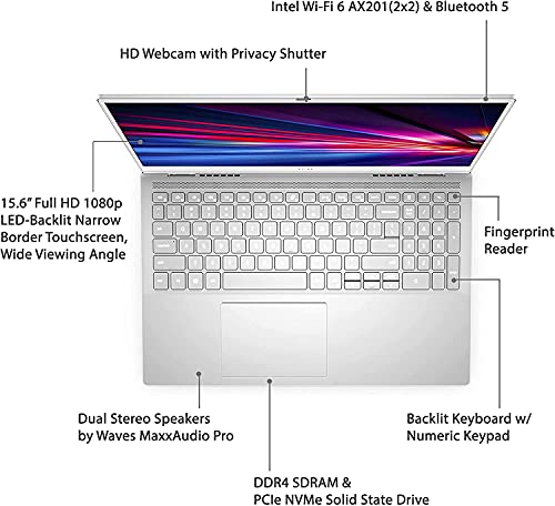 Dell Inspiron 15 Plus 7501 Touch 15.6” FHD Laptop, Core i5-10300H, Backlit KB, Fingerprint, Webcam, Wi-Fi 6, USB-C, HDMI, Intel UHD Graphics, Win 10 H, w/ 32GB MSD