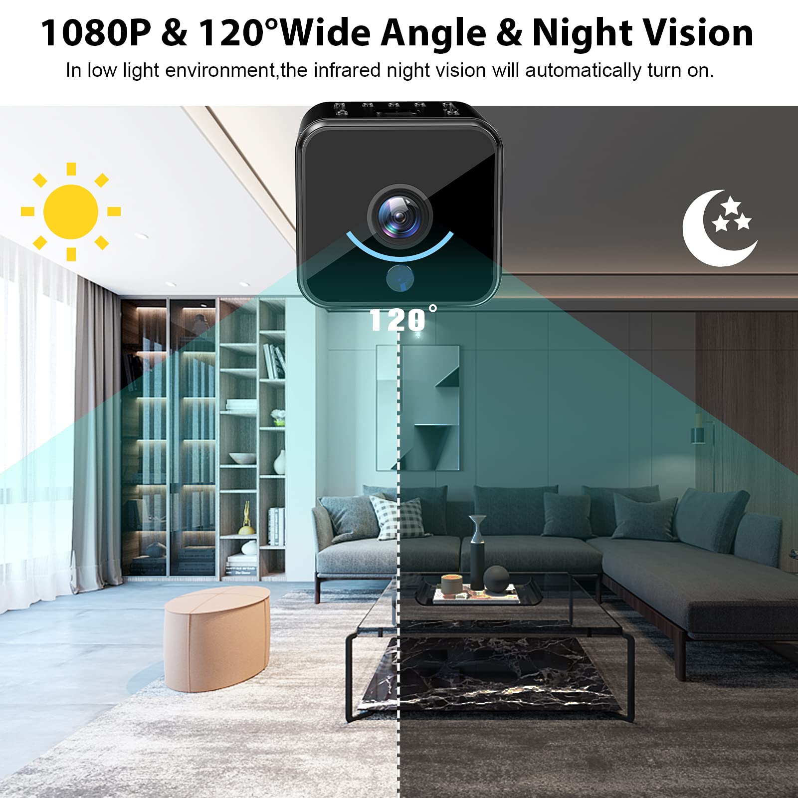 Femivo Mini Security Spy Camera Wireless WiFi Surveillance Camera for Home HD 1080P with Phone App Motion Detection IR Night Vision for Home Office Indoor with 32GB Micro SD Card