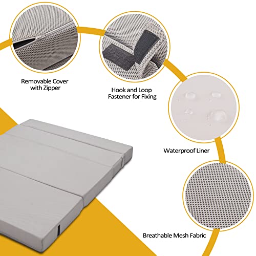 BDEUS Folding Mattress Folding Sofa 4" Breathable High-Density Foam Mattress Topper, Portable Guest Bed with Removable&Washable Cover, 75 x 39 inches