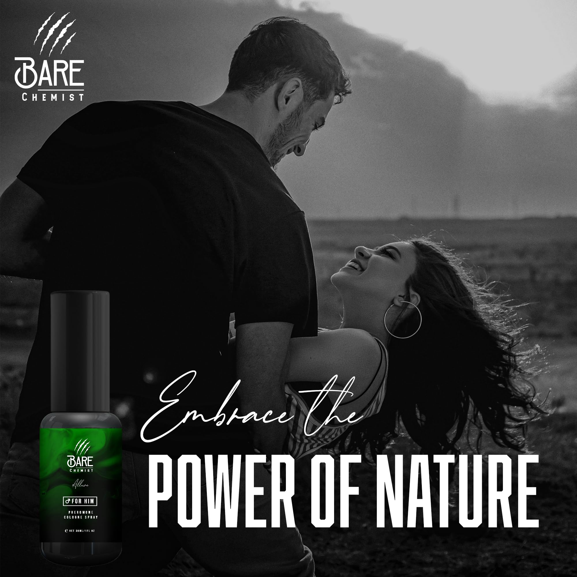 Bare Chemist Allure Pheromone Cologne Perfume for Men [Long Lasting Spray] - Pheromones Perfumes Cologne for Him - Concentrated Perfume 1oz