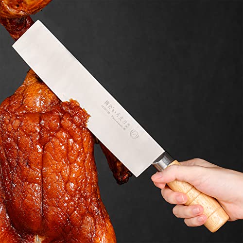 GAINSCOME Stainless Steel Chinese Chef's Knife Sharp Cleavers Slicing Knife Peking Duck Knife Beech Handle Watermelon Fruit Knife