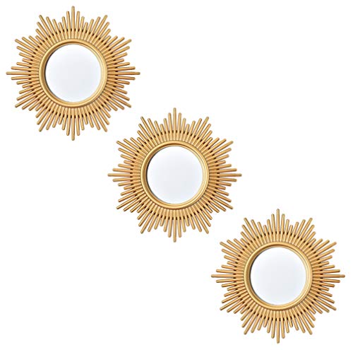 Small Wall Mirrors Decorative Living Room Set of 3 | Gold Round Mirrors for Wall Decor Bedroom | Circle Mirror Wall Decor | Decorative Mirrors Home Accessories